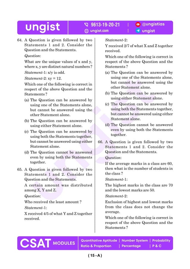 UPSC CSAT 2024 Question Paper pdf Prelims | PDF | Free Download