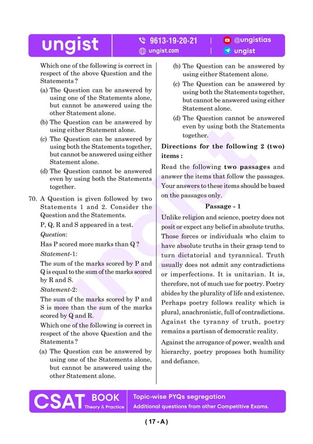 UPSC CSAT 2024 Question Paper pdf Prelims | PDF