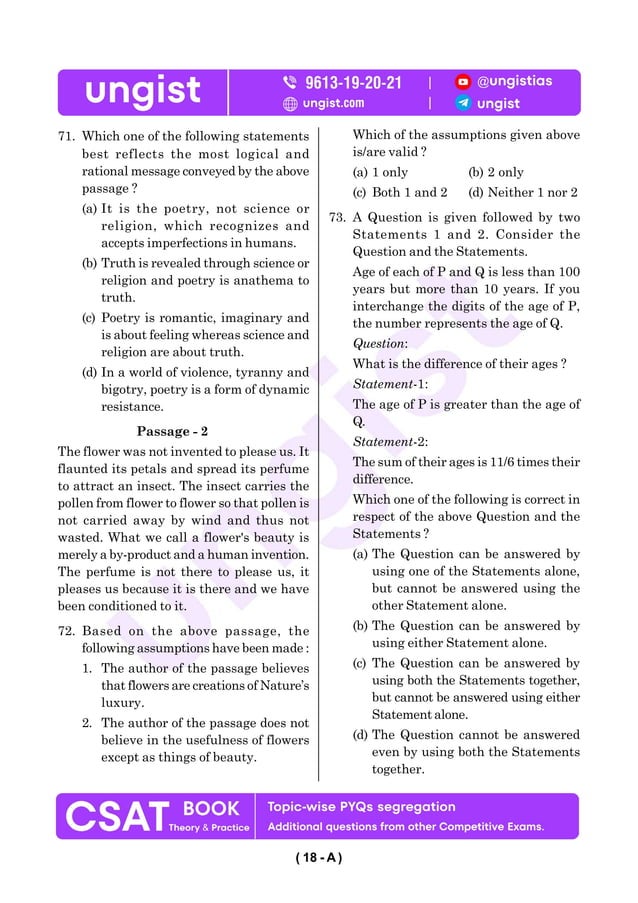 UPSC CSAT 2024 Question Paper pdf Prelims | PDF