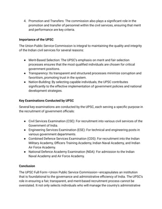UPSC Full Form: Union Public Service Commission | PDF