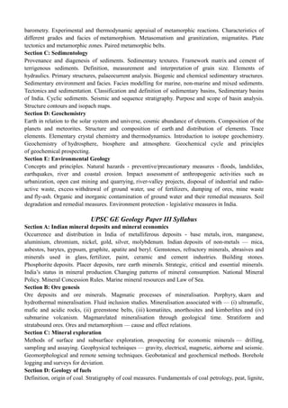 Upsc geologist syllabus exam pattern | DOC