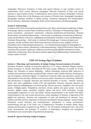Upsc geologist syllabus exam pattern | PDF