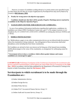 Upsc, Ias Civil Services Examination 2010 (Prelims) | PDF