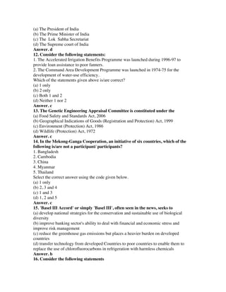 Upsc ias pre 2015 gs answer key | PDF