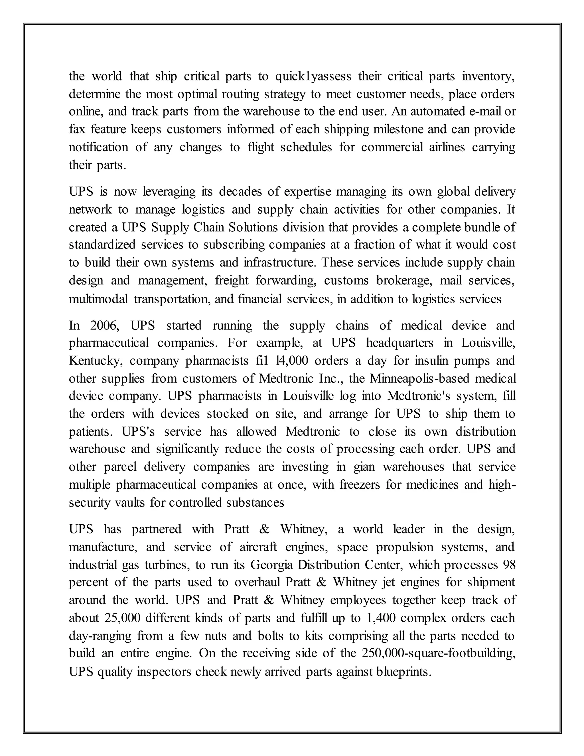 UPS COMPETES GLOBALLY WITH INFORMATION TECHNOLOGY | DOCX