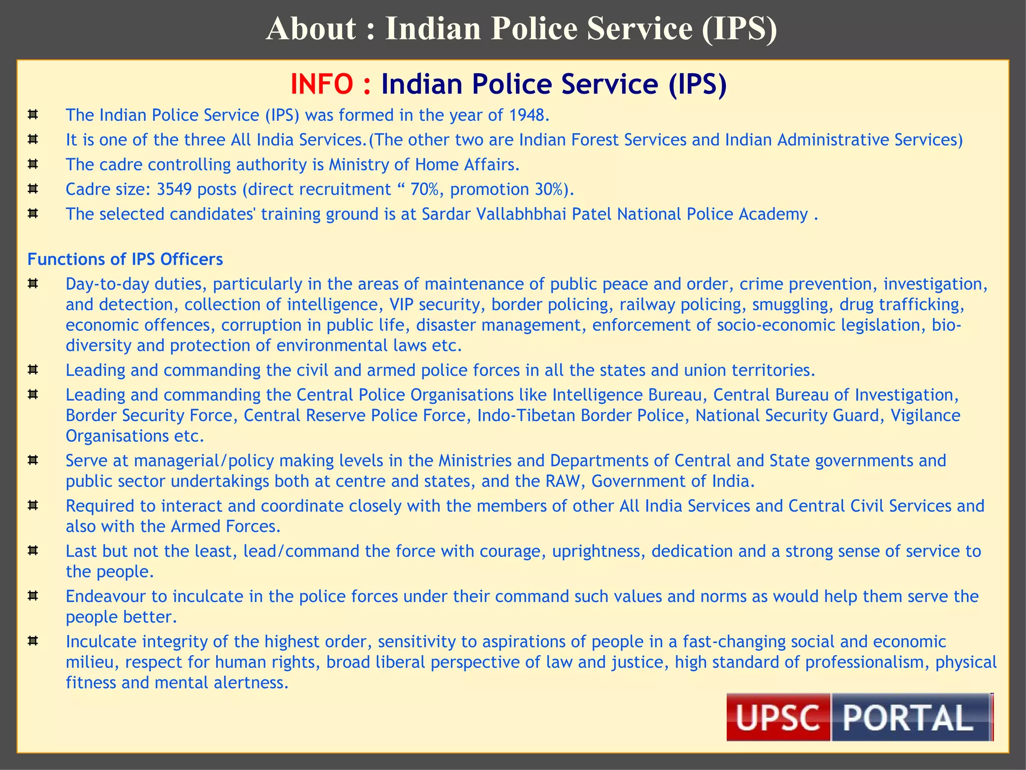 About : Indian Police Service (IPS) | PPT