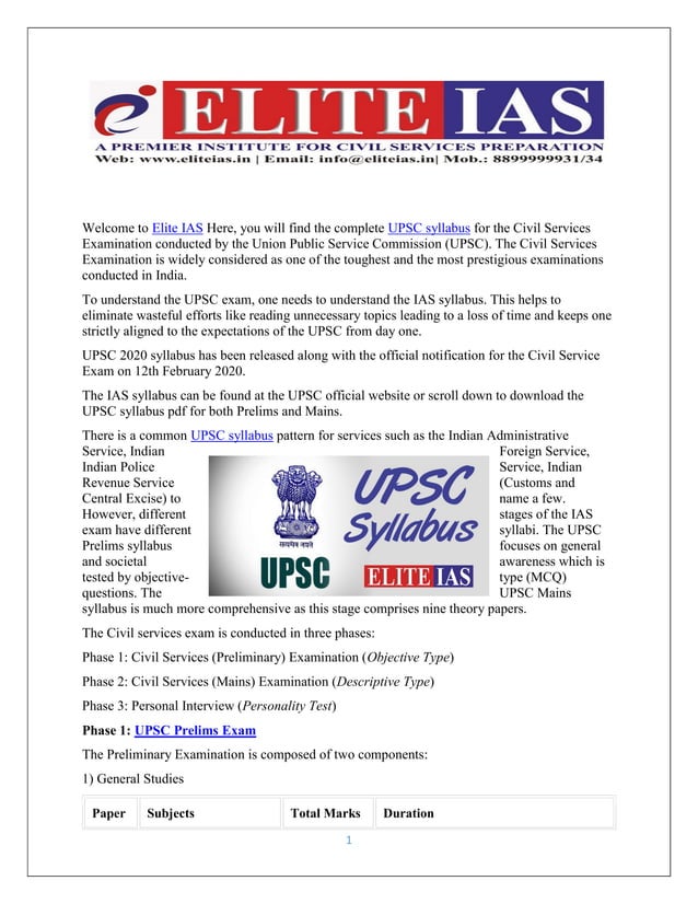 UPSC SYLLABUS | PDF