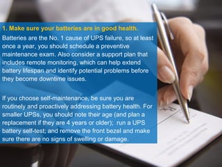 UPS battery backup health checklist | PPT