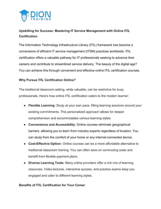 Upskilling for Success Mastering IT Service Management with Online ITIL ...