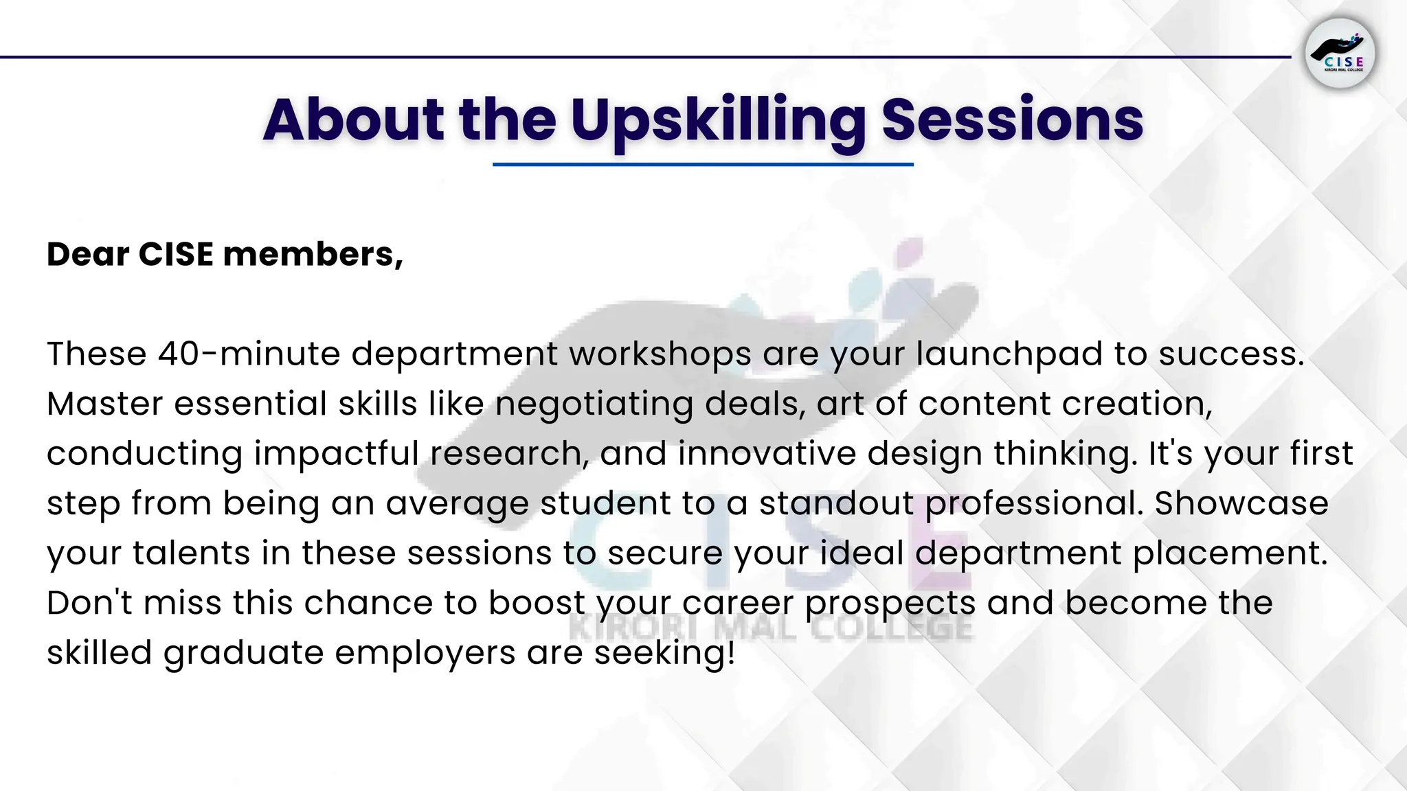 Upskilling Sessions Itenary idea to make relevant ppt | PDF