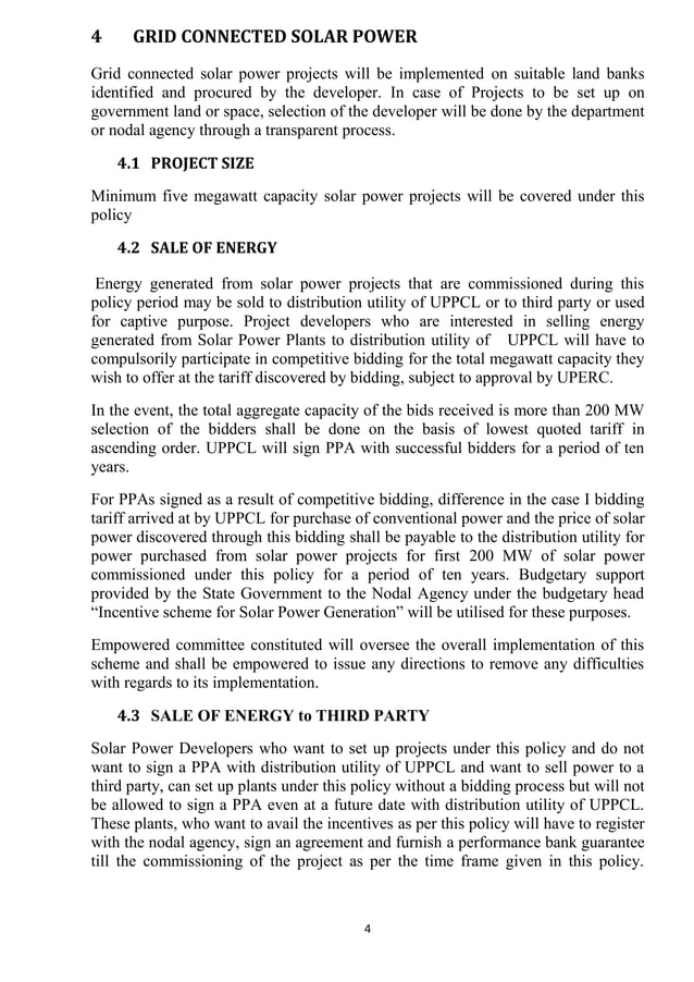 UP Solar Power Policy 2013 | PDF | Power and Energy Industry | Industries