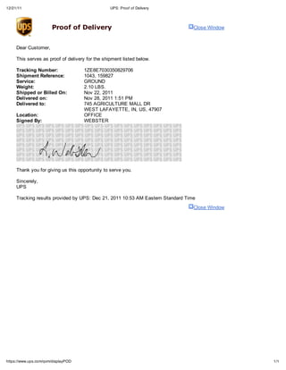 Ups proof of delivery | PDF
