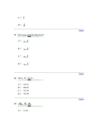 Upsr 2011 maths1 | PDF