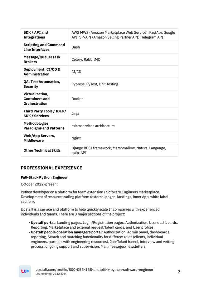 Python Software Engineer, AI at Upstaff | PDF