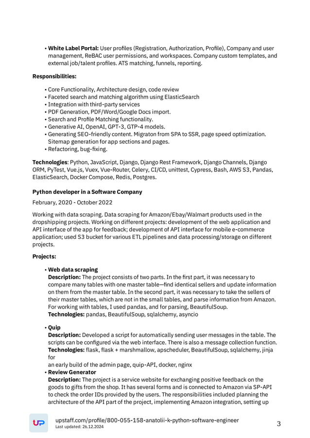 Python Software Engineer, AI at Upstaff | PDF