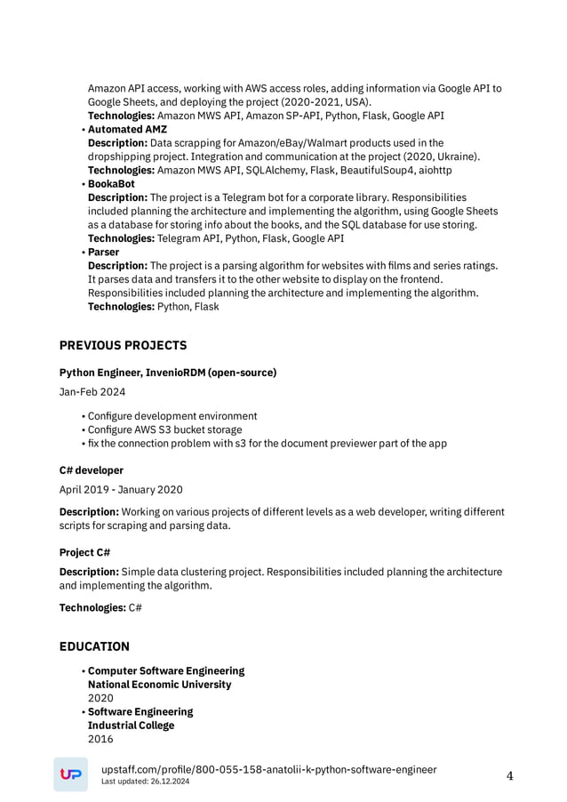 Python Software Engineer, AI at Upstaff | PDF