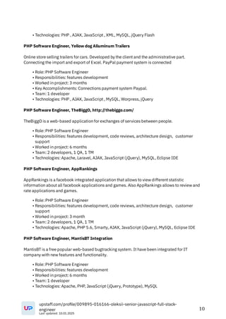 Senior JavaScript Full Stack Engineer from Upstaff | PDF