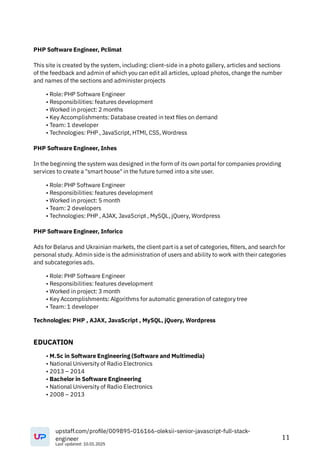 Senior JavaScript Full Stack Engineer from Upstaff | PDF