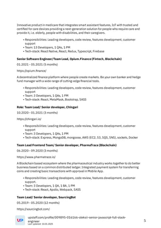 Senior JavaScript Full Stack Engineer from Upstaff | PDF