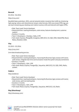 Senior JavaScript Full Stack Engineer from Upstaff | PDF