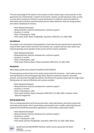 Senior JavaScript Full Stack Engineer from Upstaff | PDF