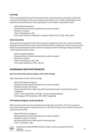 Senior JavaScript Full Stack Engineer from Upstaff | PDF