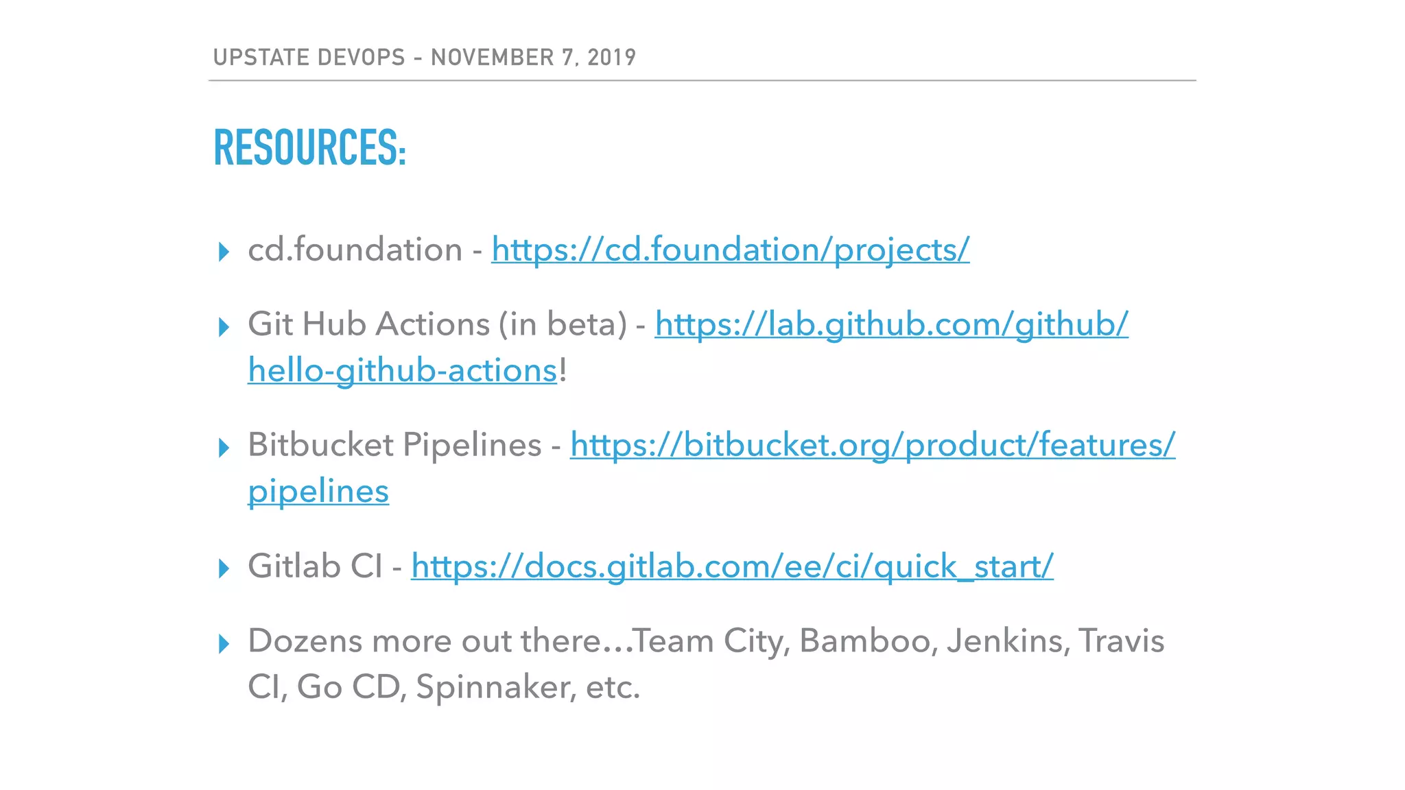 Upstate DevOps - CICD - November 2019 | PPT