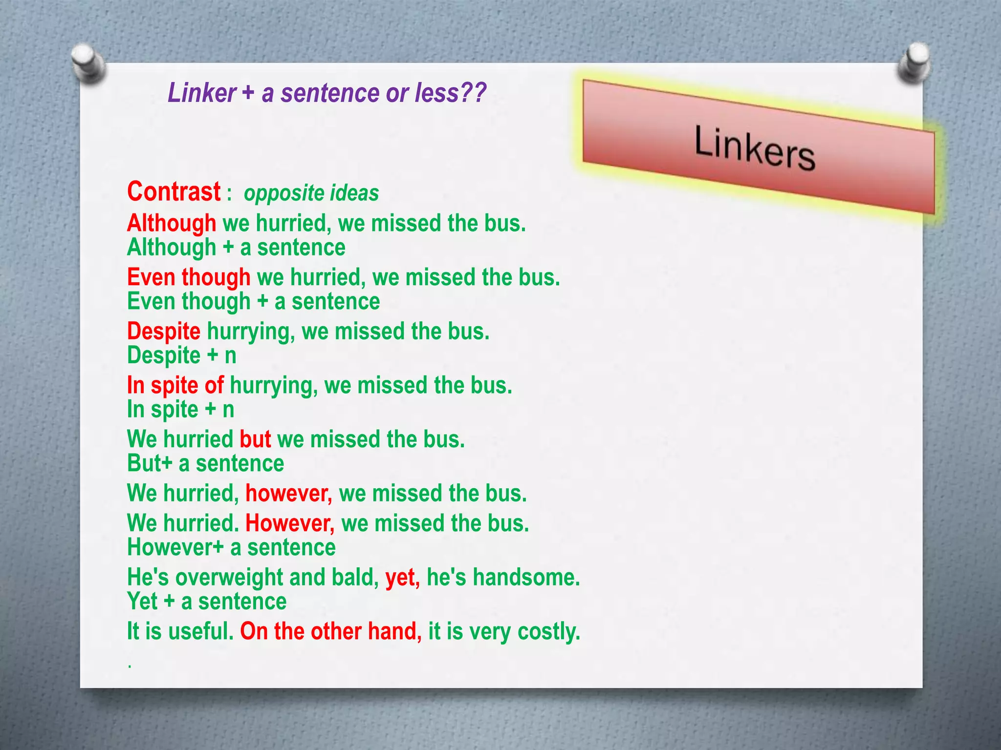 Upstream B1 Unit 4: Linkers | PPT