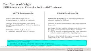 UPS Customs Brokerage - USMCA/CUSMA Implementation and Transition | PDF
