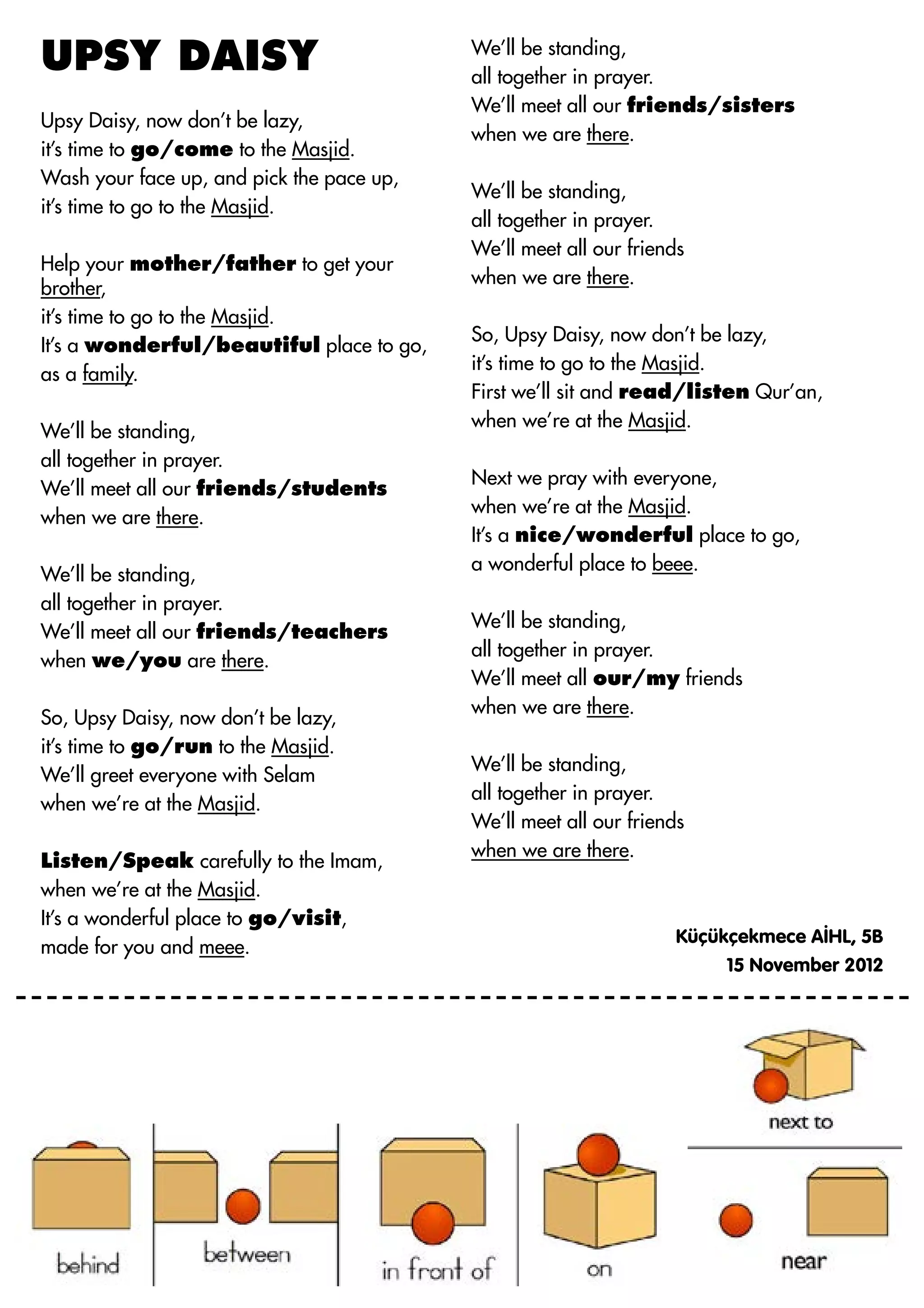 Worksheet: UPSY DAISY | PDF