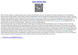 Upton Sinclair Dbq | PPT