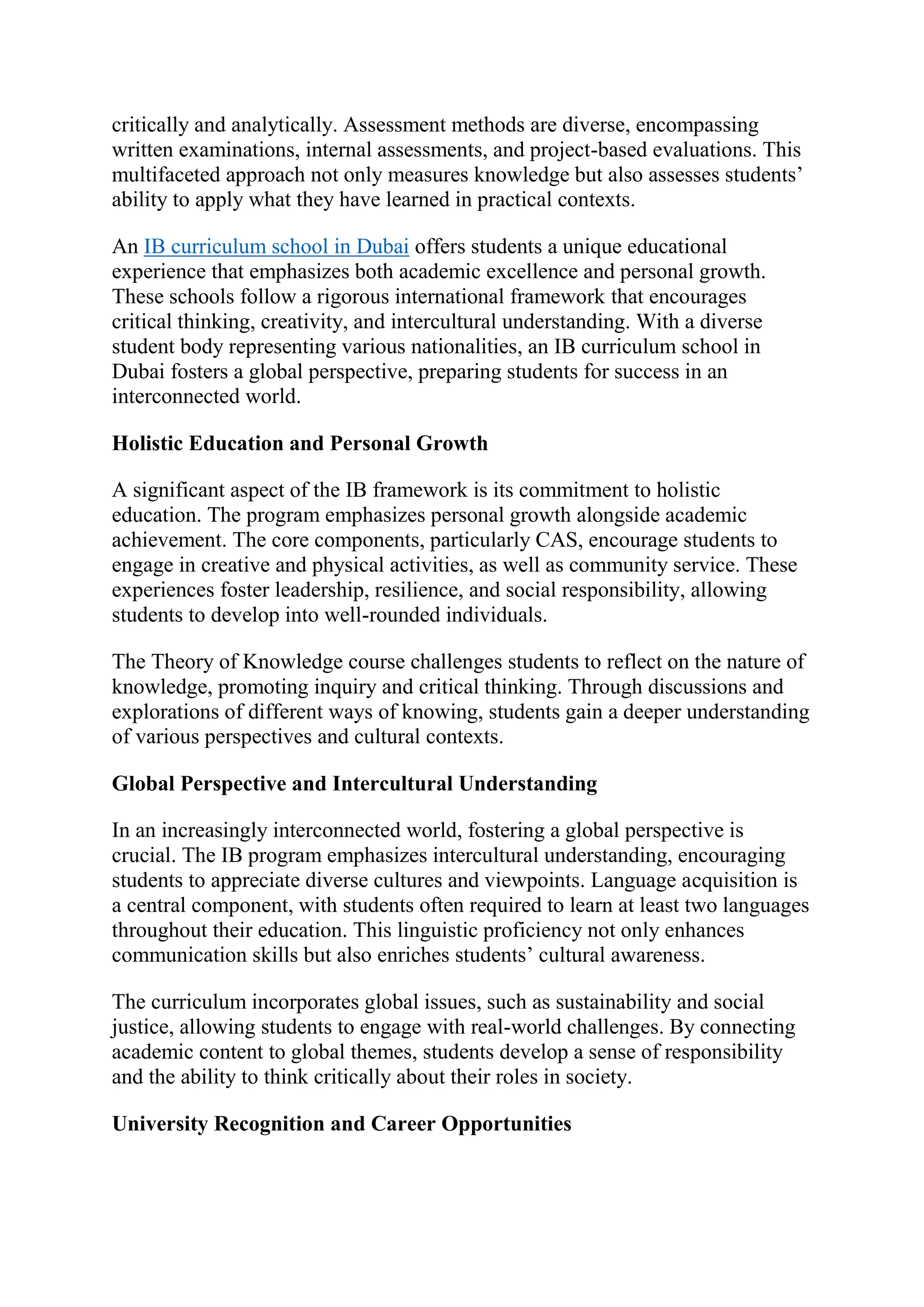 The IB Curriculum: An In-Depth Guide to Global Education | PDF