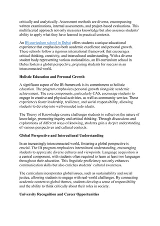 The IB Curriculum: An In-Depth Guide to Global Education | PDF