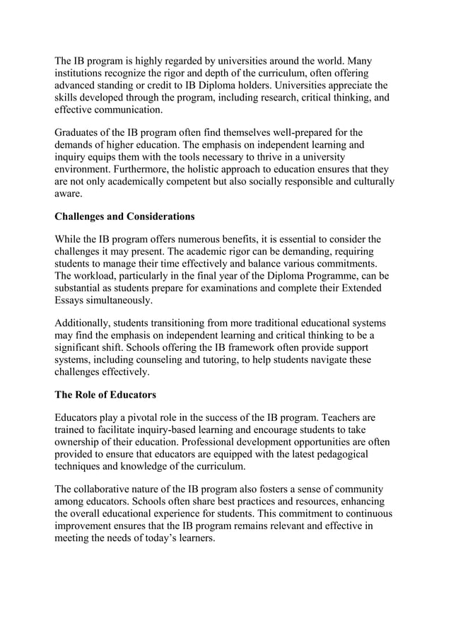 The IB Curriculum: An In-Depth Guide to Global Education | PDF
