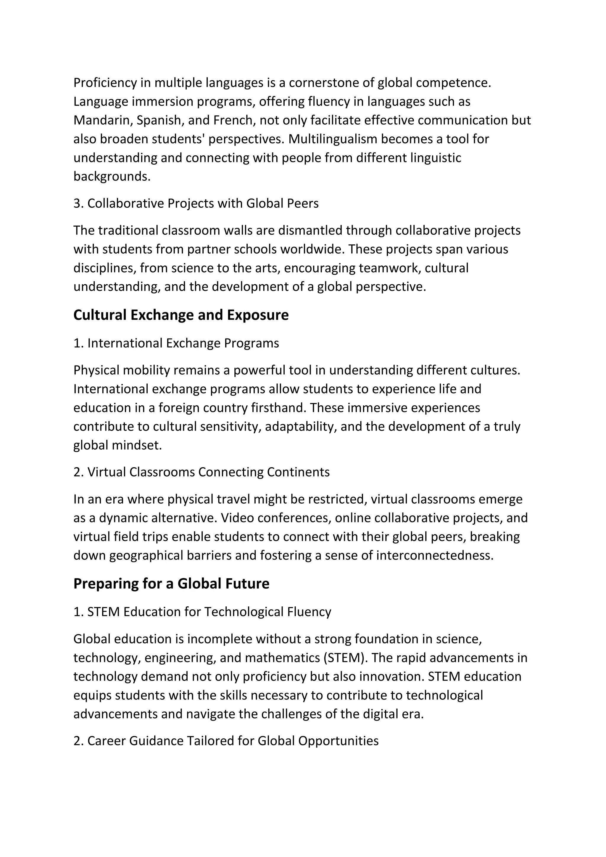 Global Horizons: Nurturing Excellence in Education | PDF