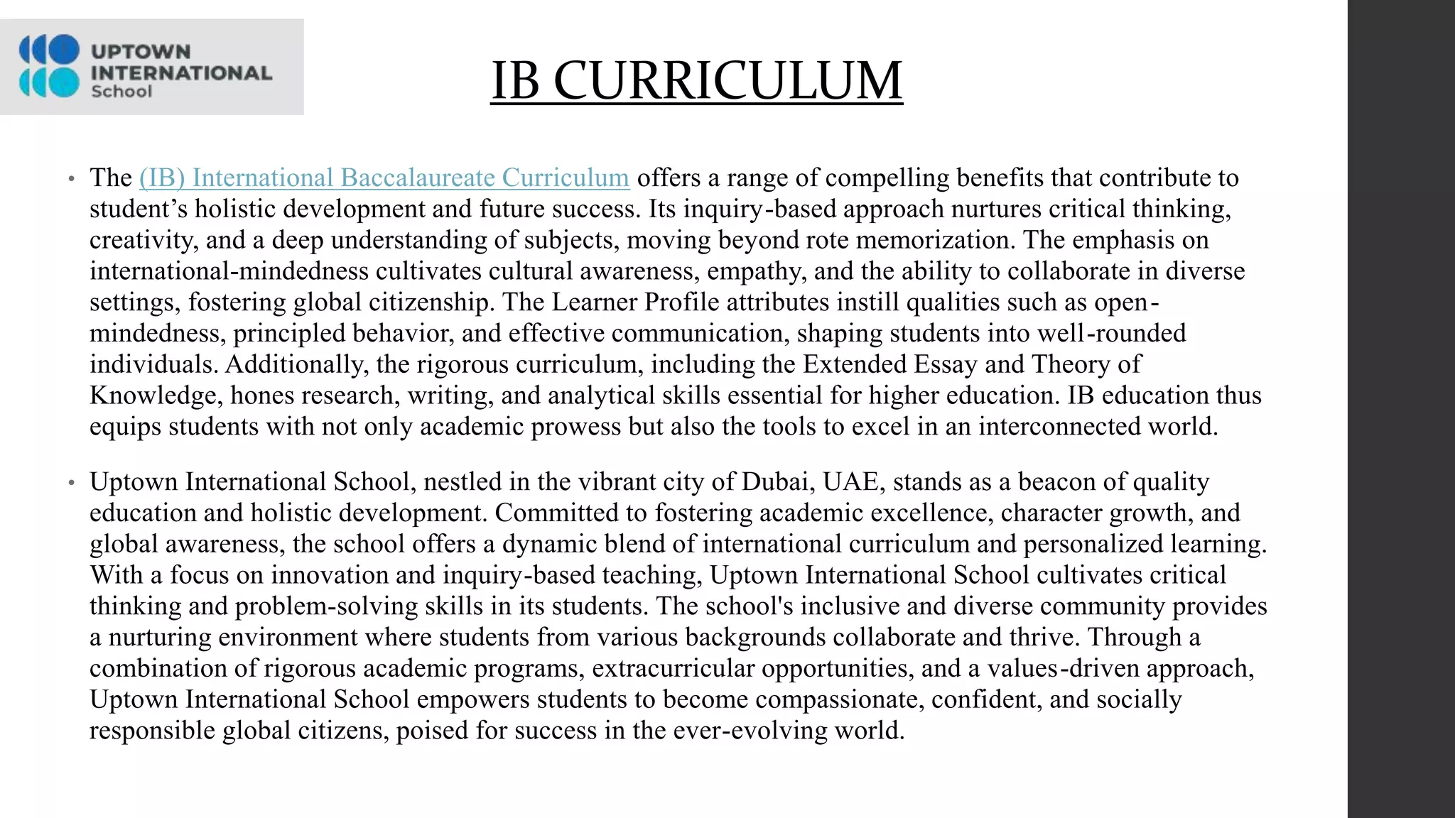 Ib Curriculum | PPTX