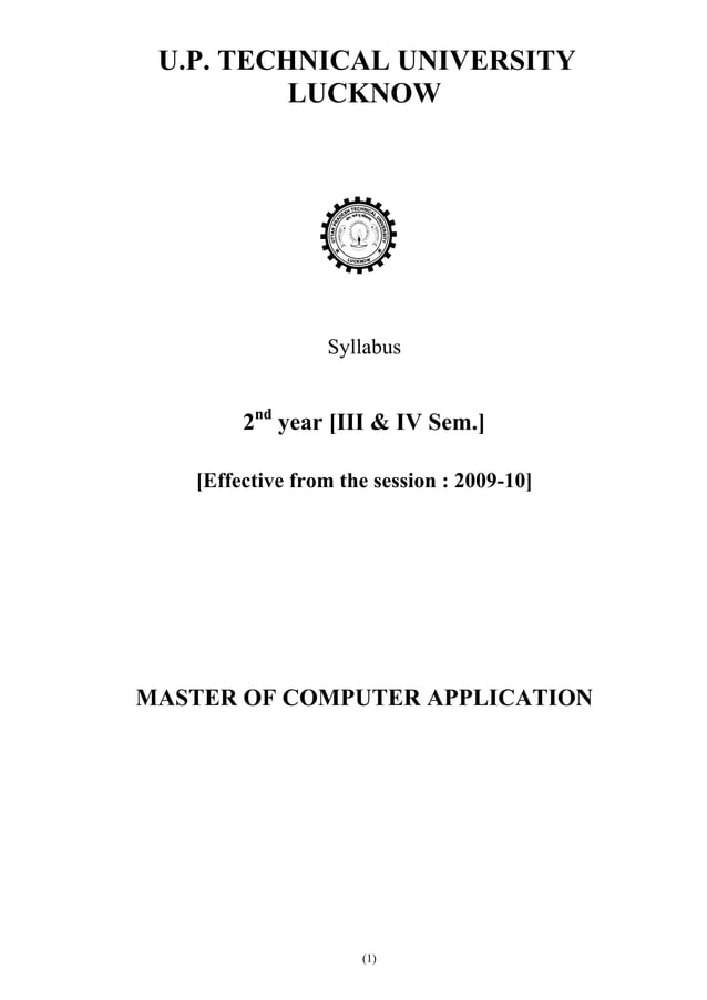 Uptu study scheme_mca1 | PDF