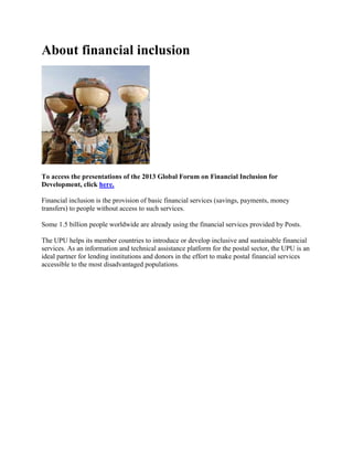 Universal Postal Union - Financial Inclusion | PDF | Government Support ...