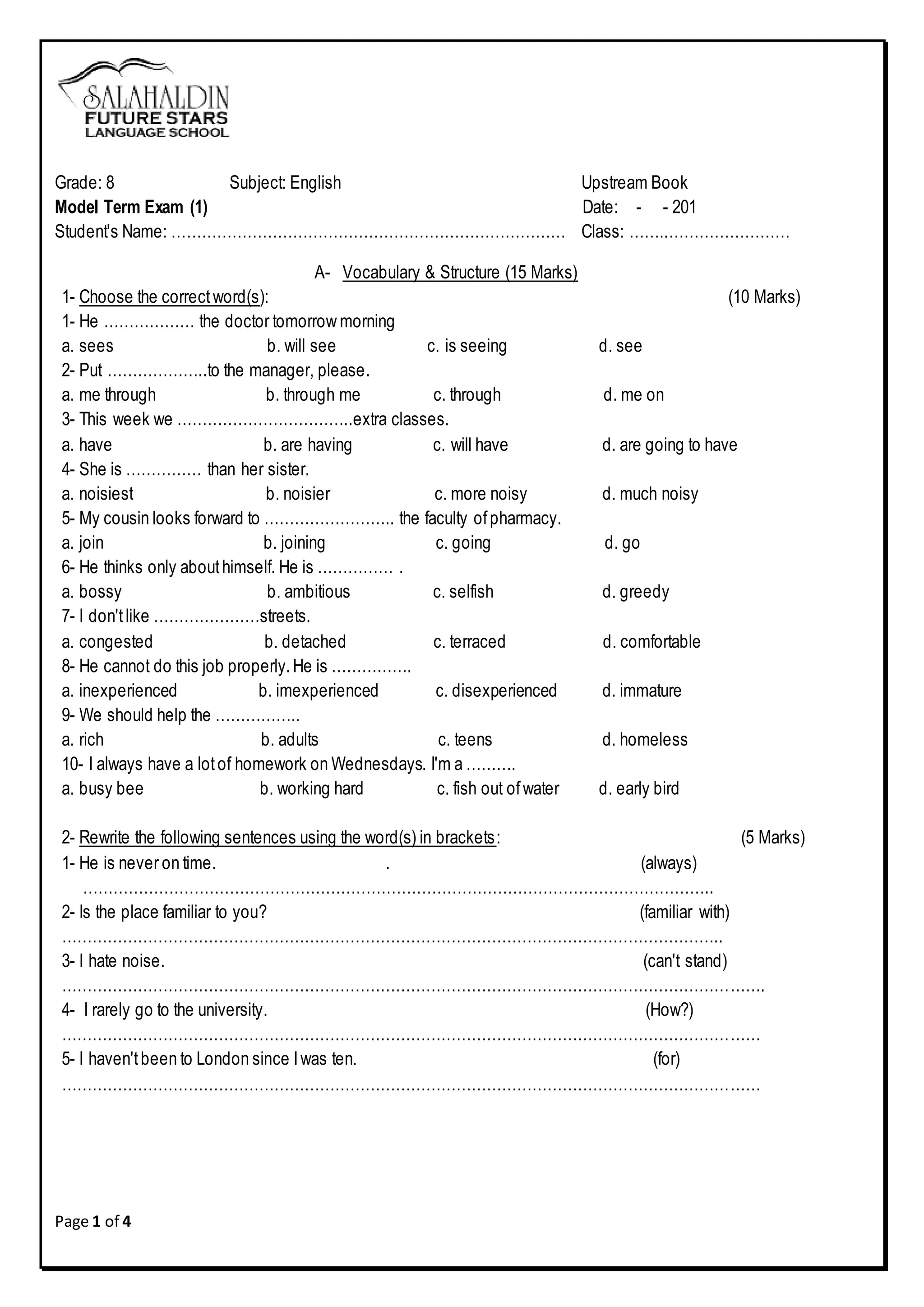Upstream B2 Worksheet Units 1+2+3 | DOCX