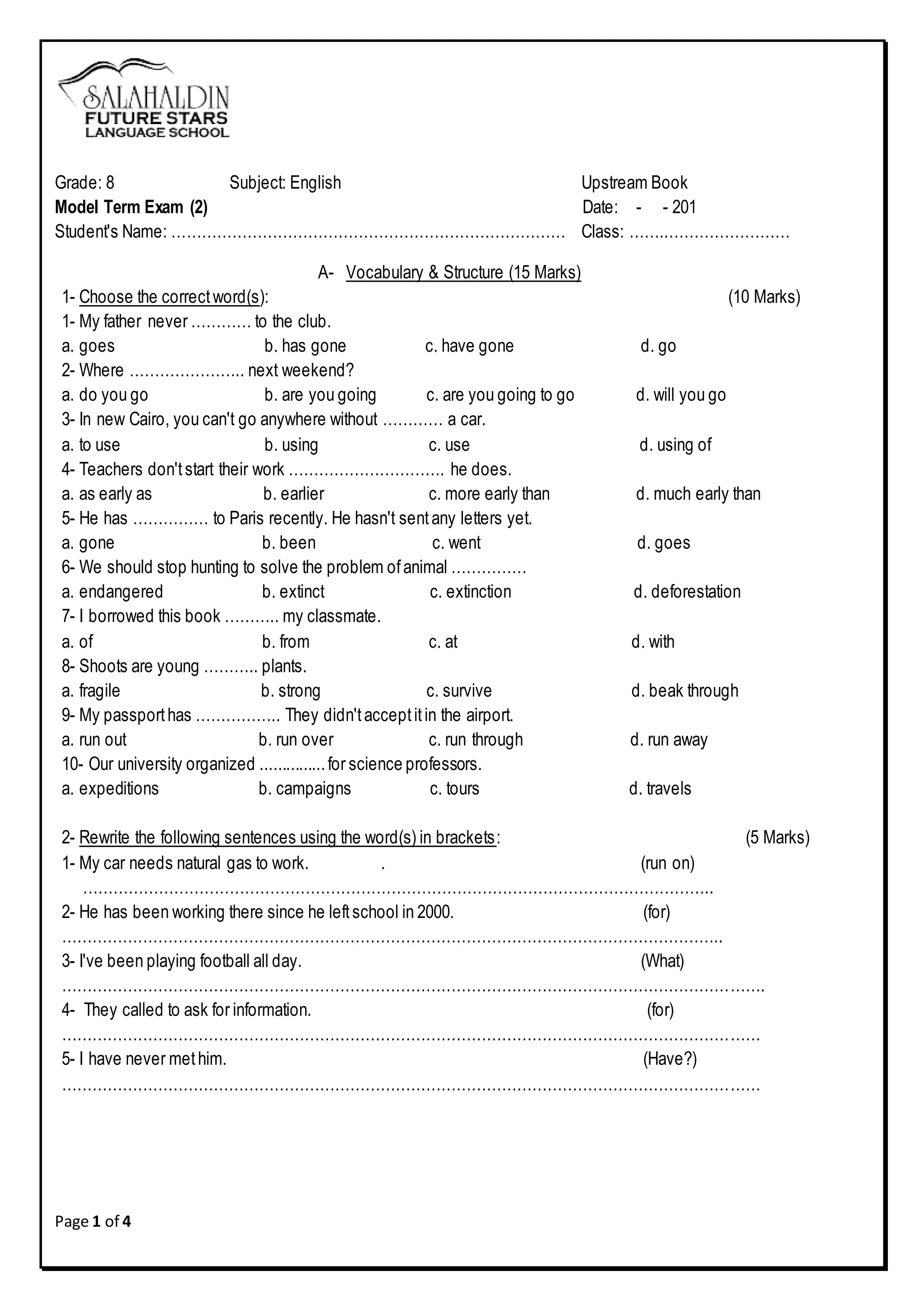 Upstream B2 Worksheet Units 1+2+3 | DOCX