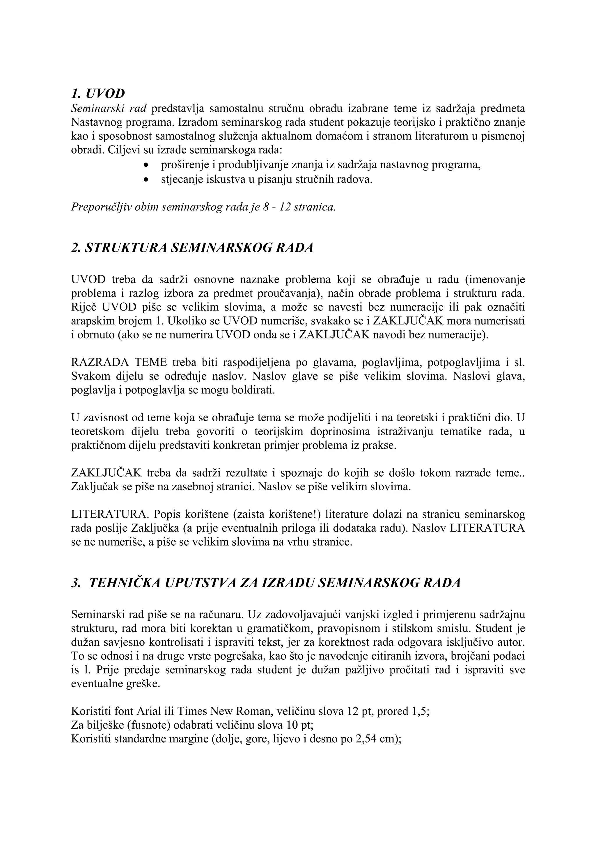 Upustvo Za Izradu Seminarskog Rada - Univerzitet u Zenici - Metalurško ...