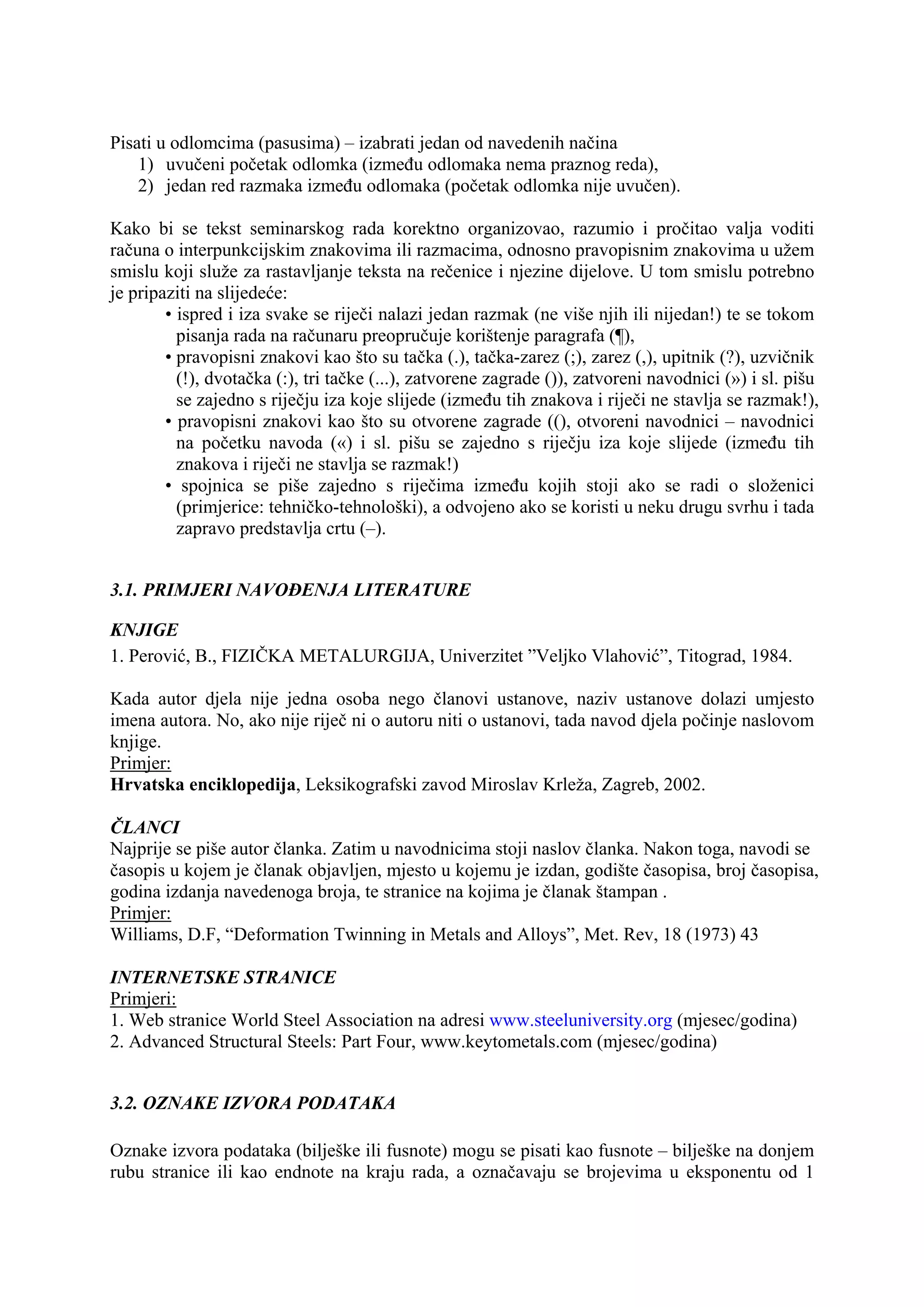 Upustvo Za Izradu Seminarskog Rada - Univerzitet u Zenici - Metalurško ...