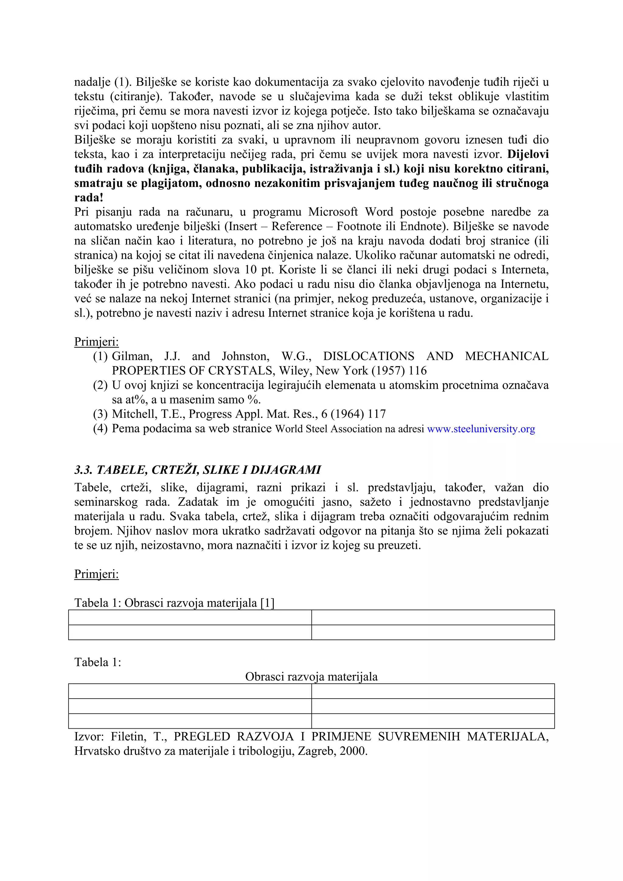 Upustvo Za Izradu Seminarskog Rada - Univerzitet u Zenici - Metalurško ...