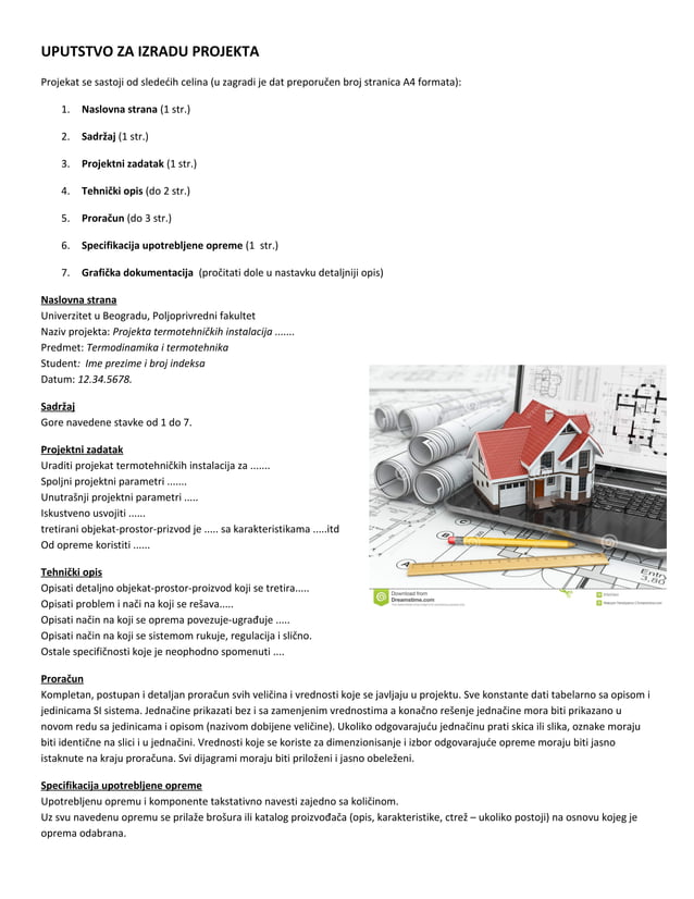 Uputstvo za izradu projekta | DOC