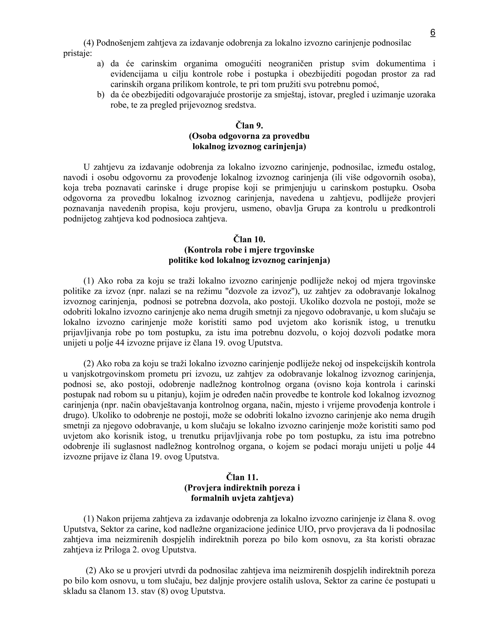 Uputstvo za lokalno izvozno carinjenje | PDF