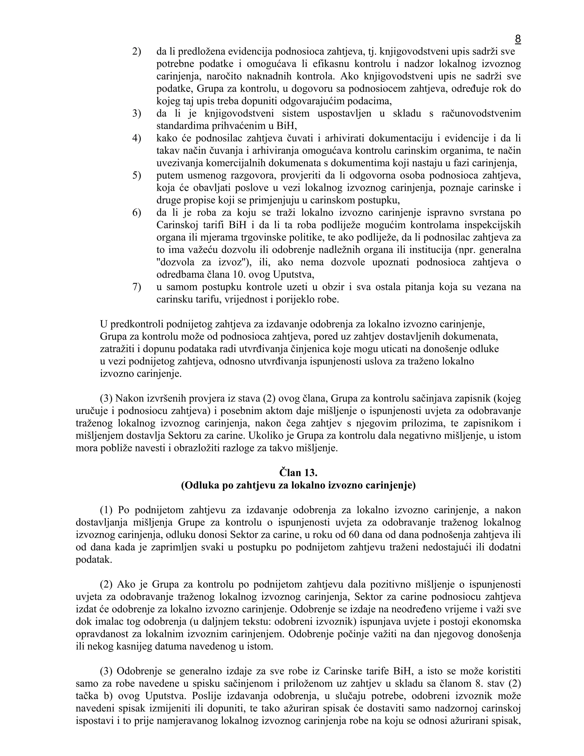 Uputstvo za lokalno izvozno carinjenje | PDF