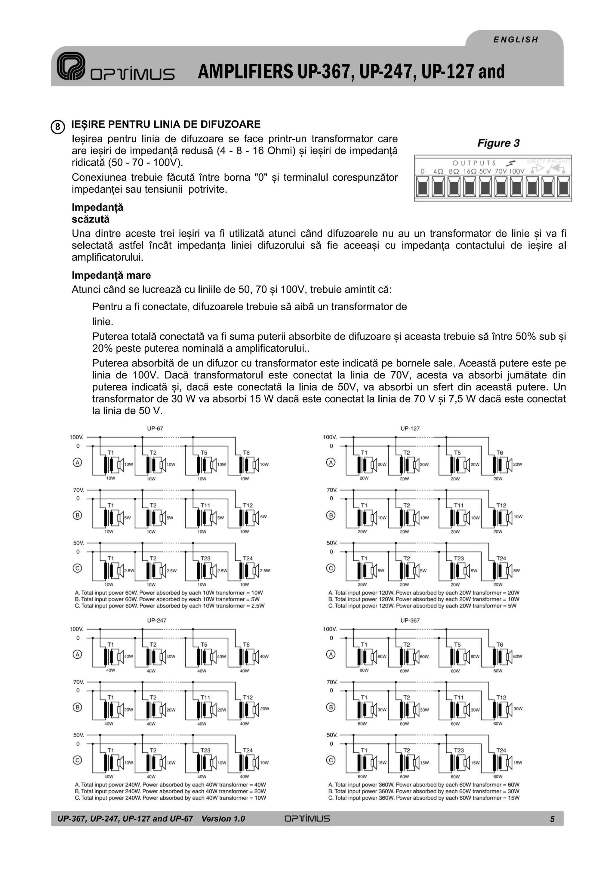 Manual de utilizare amplificatoare audio seria UP-x7 (romana) | PDF