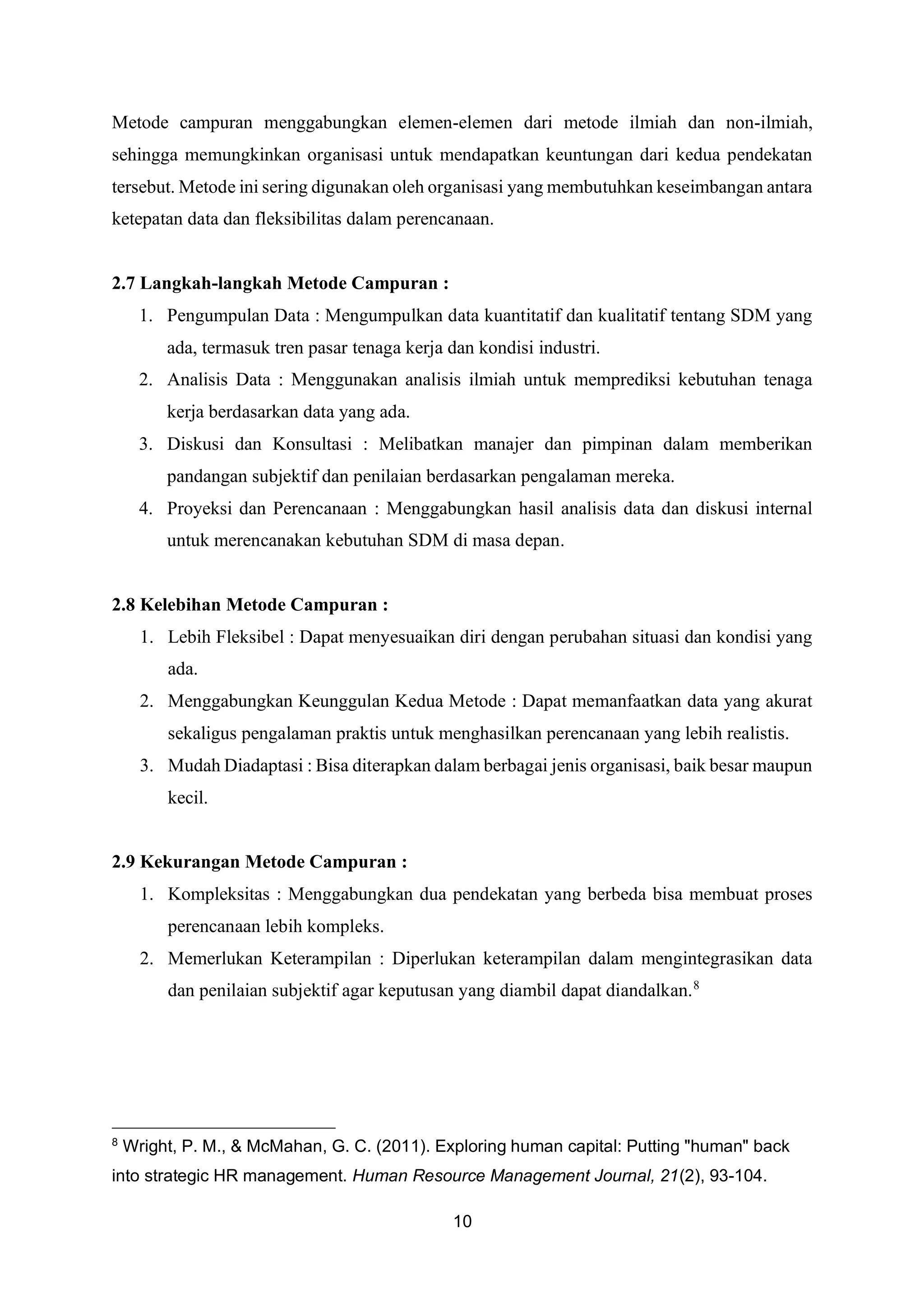 Makalah Metode Perencanaan Sumber Daya Manusia (SDM): Strategi dan Implementasi untuk Efisiensi ...