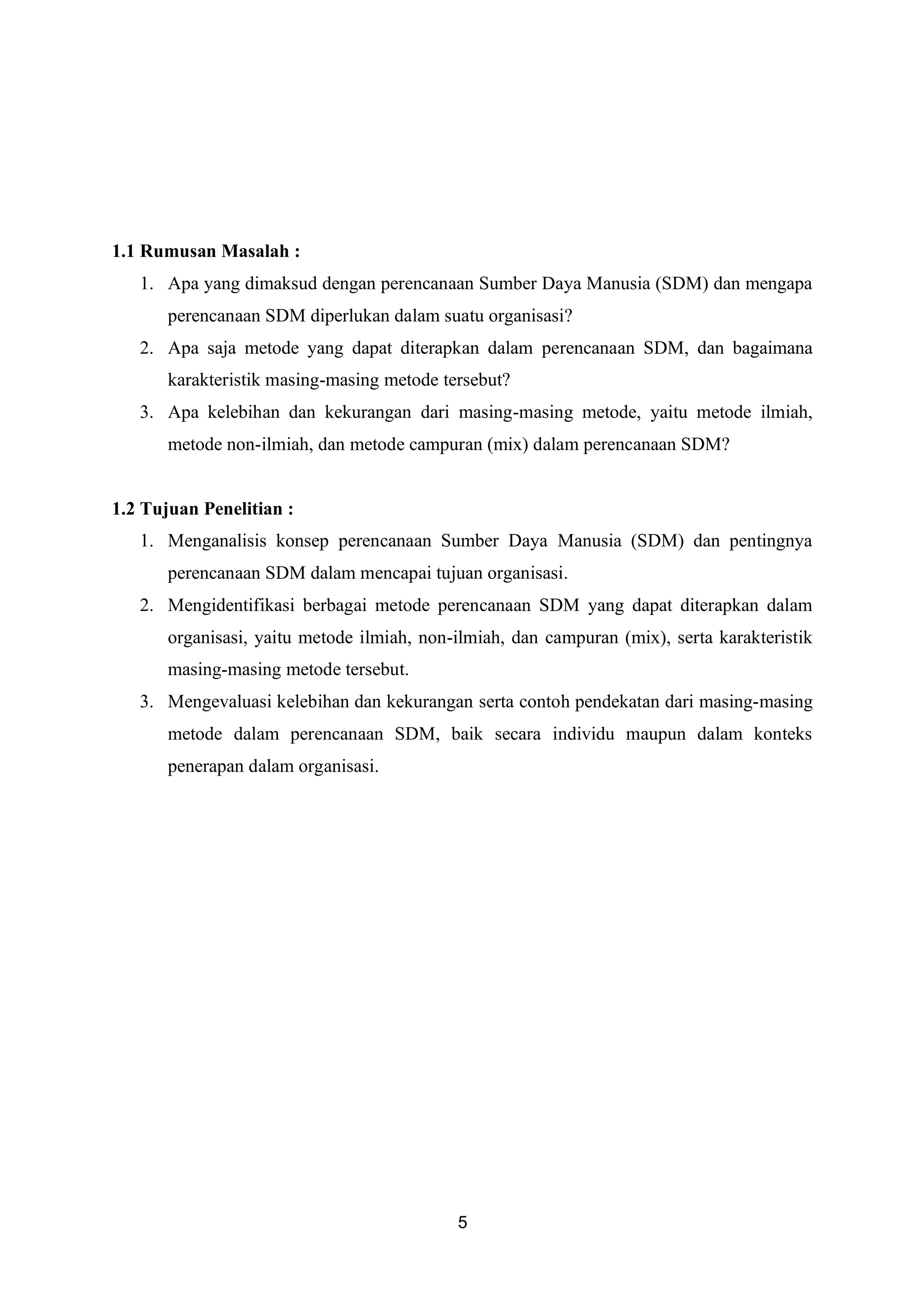 Makalah Metode Perencanaan Sumber Daya Manusia (SDM): Strategi dan Implementasi untuk Efisiensi ...