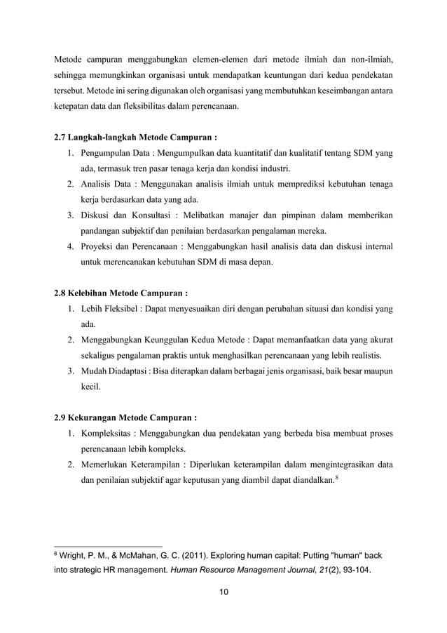 Makalah Metode Perencanaan Sumber Daya Manusia (SDM): Strategi dan Implementasi untuk Efisiensi ...